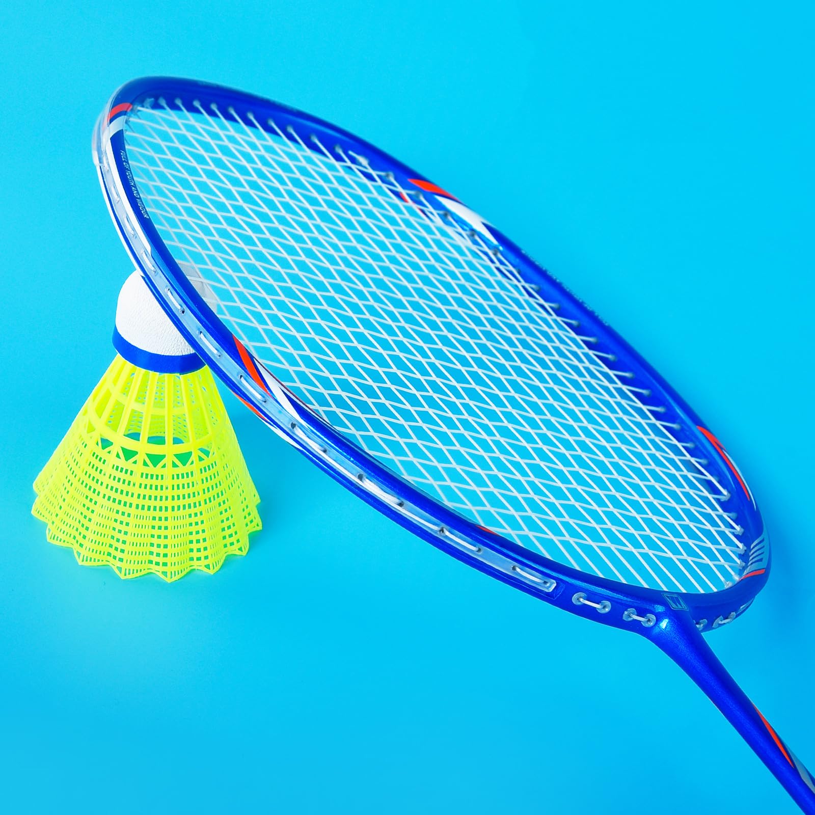 QICHUAN Whizz Badminton Rackets Set of 2 for Recreational Game, Beginners Racquet, Including 2 Nylon Birdies, 2 Grip Tapes (Black+White)