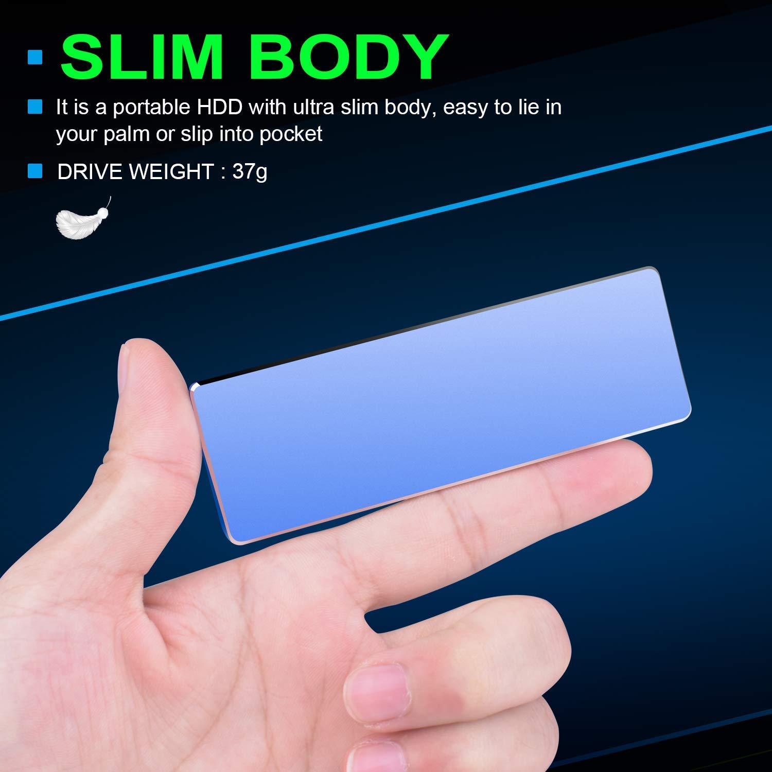 YASHAN External Solid State Drive Mobile SSD 2TB Portable External Solid State Drive Storage USB3.1 Type-C Compatible with PC, Laptop and Mac (2TB, B)