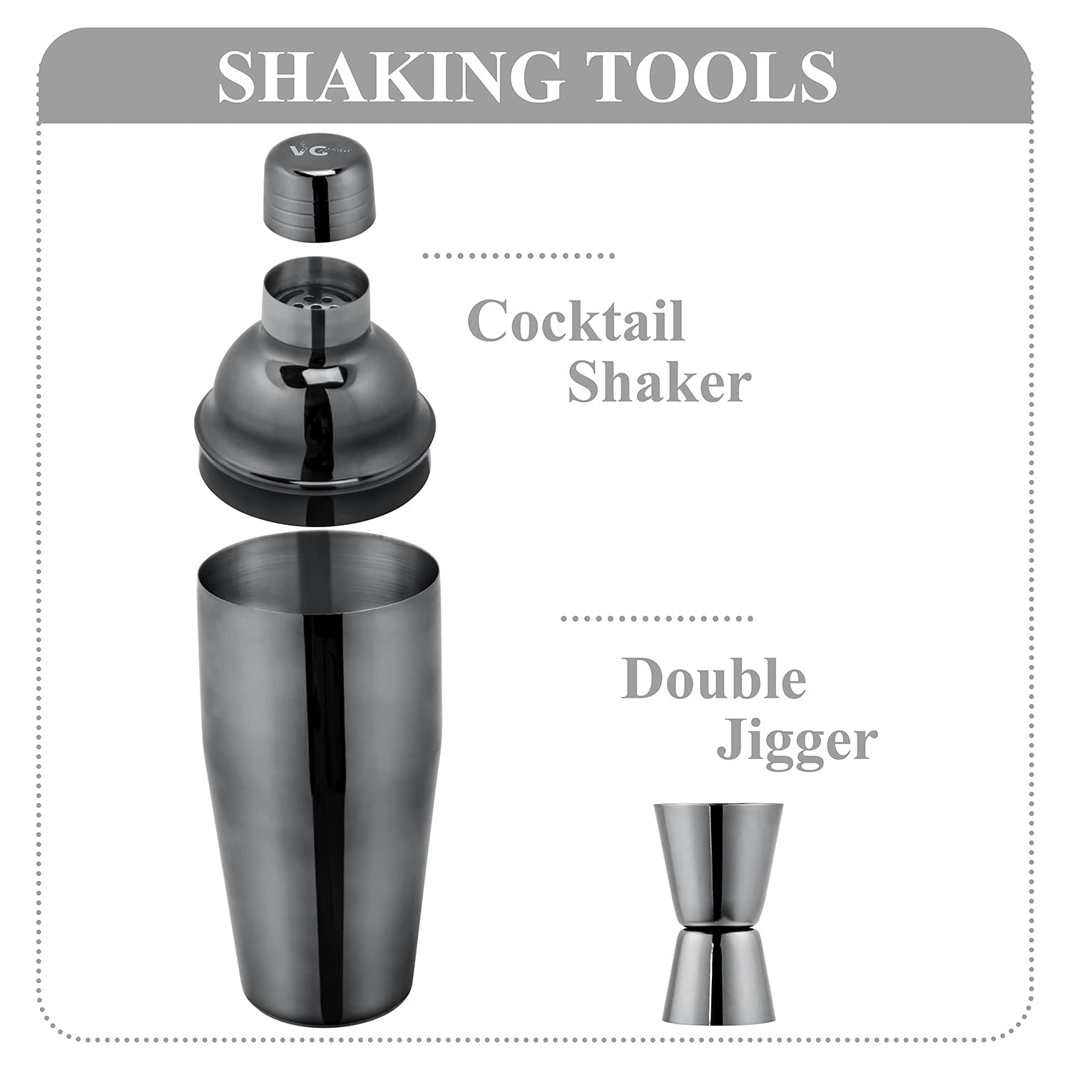 VG Cocktail Shaker Set with Acrylic Stand | 15 Pieces Mixology Bartender Kit | Bar Tools Set with All Bar Accessories for Dink Mixing, Beginers Home Bartending