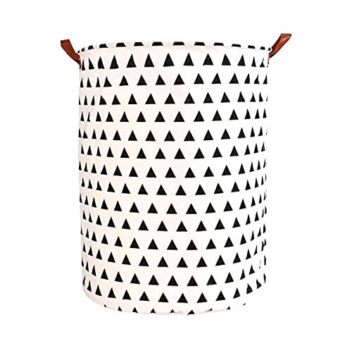 Smart Home Collapsible Fabric Basket, White and Black Triangles