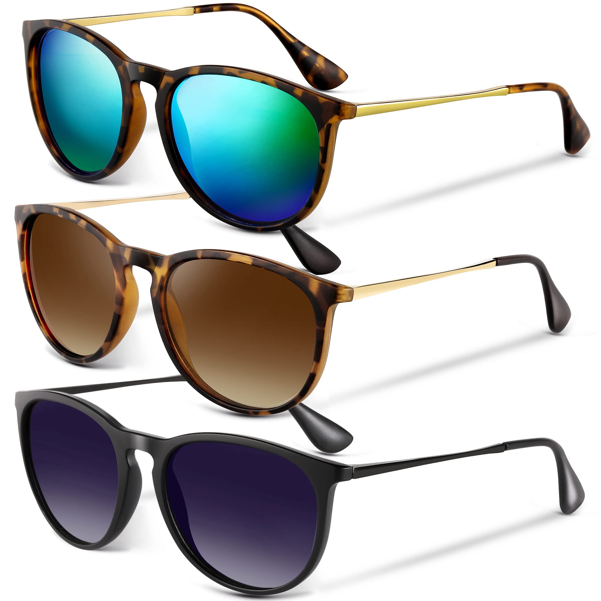 VIYSIOO Sunglasses for Women Men，Womens Vintage Sunglasses Trendy Round Classic Retro Mirrored Polarized Sun glasses