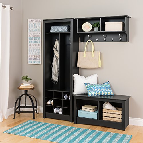 Prepac Space-Saving Entryway Organizer with Shoe Storage, Black