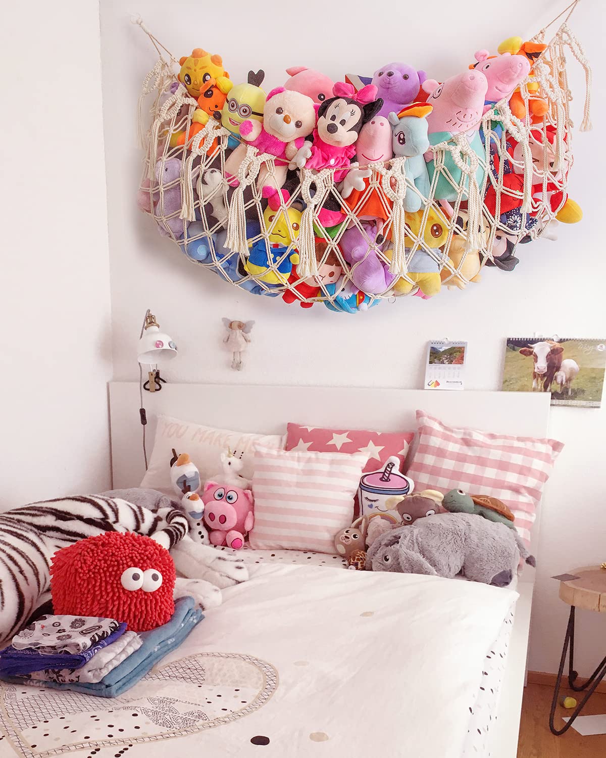 Stuffed Animal Net or Hammock -Wall Mounted-Handmade Macrame Toy Hammock Organizer Stuffed Animal Display Plush Toys Holder Boho Decor for Nursery Playroom Bedroom Kids Room Storage 1