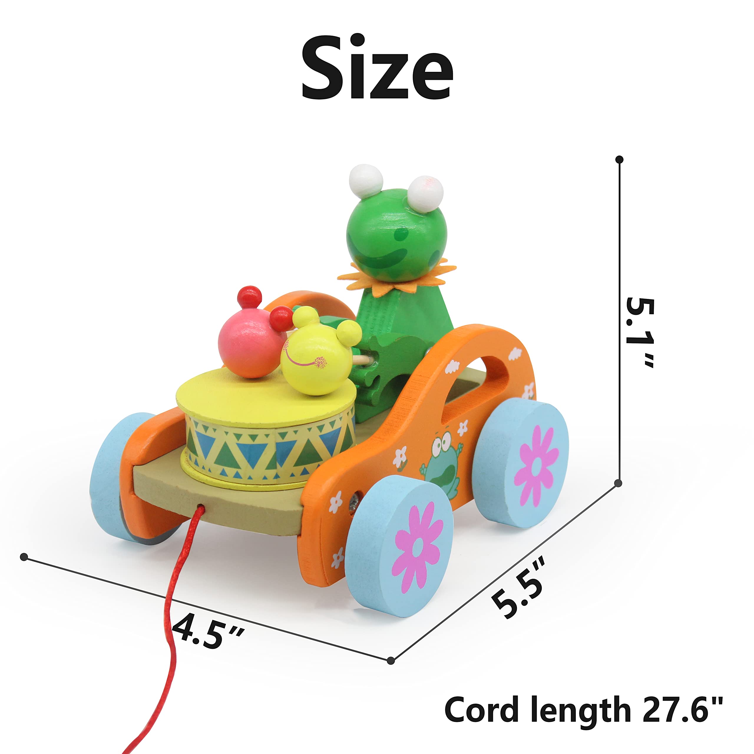 Wooden Frog Push Toys for Babies Learning Playmates for Kids Ldeal for