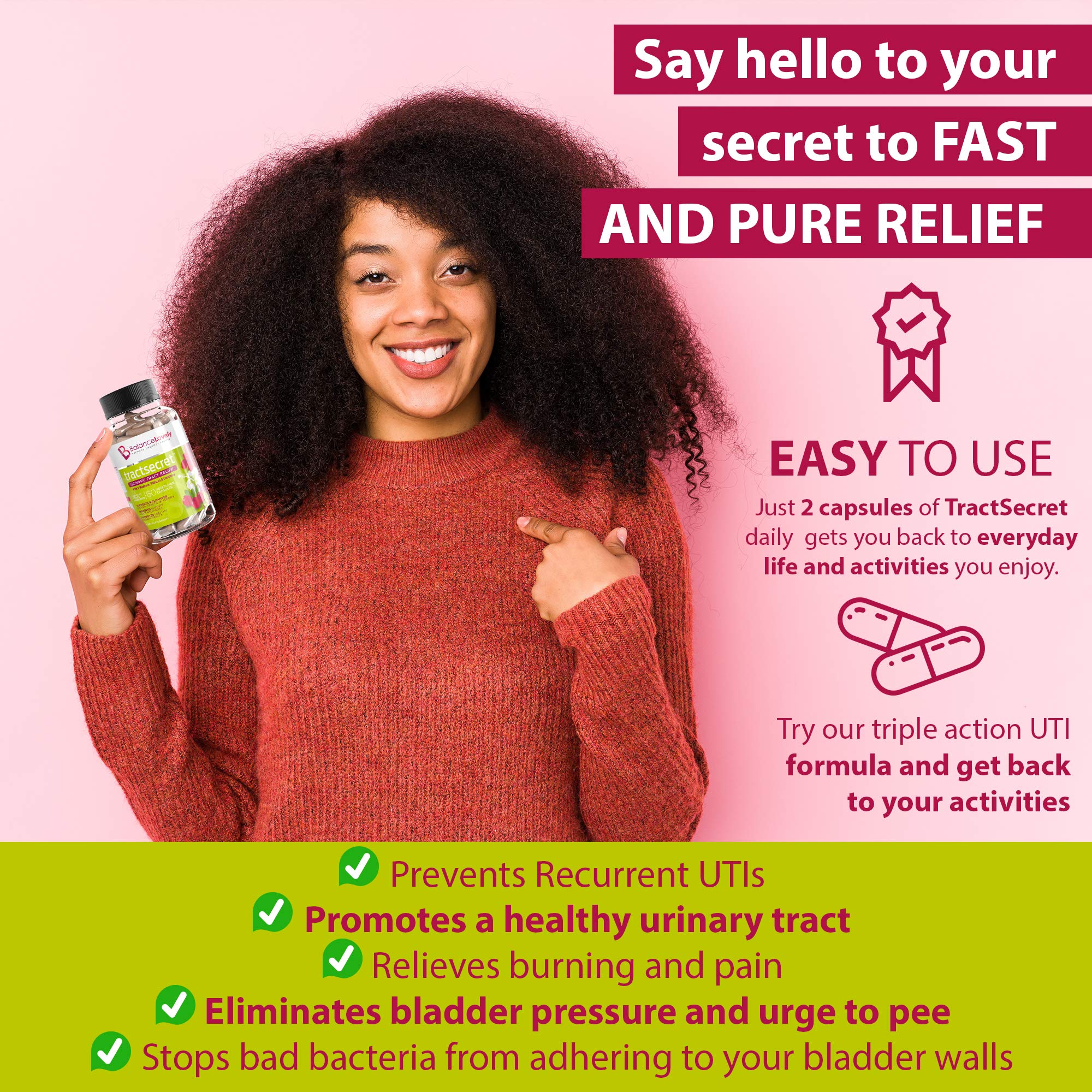 Powerful UTI Treatment Relief Complex – Over 36mg PAC – Medical Grade Cranberry - D Mannose – Urinary Tract Cleanse – Prevent Recurring UTIs – Promote Urinary Tract Health – 30 Day Supply