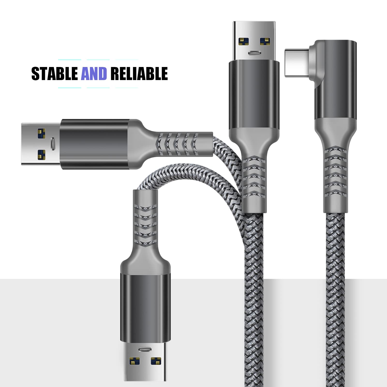 Xumee Link Cable 16ft Compatible with Meta/Oculus Quest 2, Nylon Braided 90 Degree Angle USB-A to USB-C Cable with 5Gbps High Speed Data Transfer for VR Headset and Gaming PC (A-C 16FT)