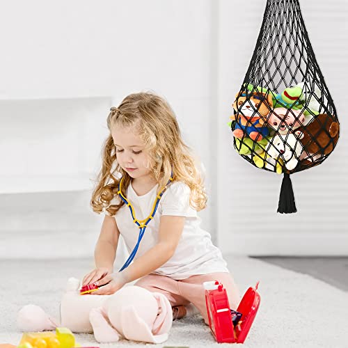 Stuffed Animal Storage Net Hammock, LAT Hanging Toy Net Stuff Animal Storage Organizer Hanger for Kids Room Bedroom Playroom (Black)