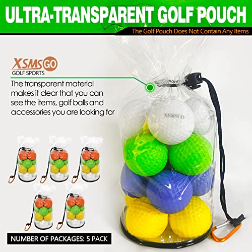 XSMSGO Golf Pouch Bag can Hold 16 Golf Ball,Golf Clear Transparent Bag,Clear Drawstring Bag can Hold Marker、Putter Ball Retriever、Divot Tool、Tee、Towel、Brush and Golf Accessory,Waterproof Small Bag (5)