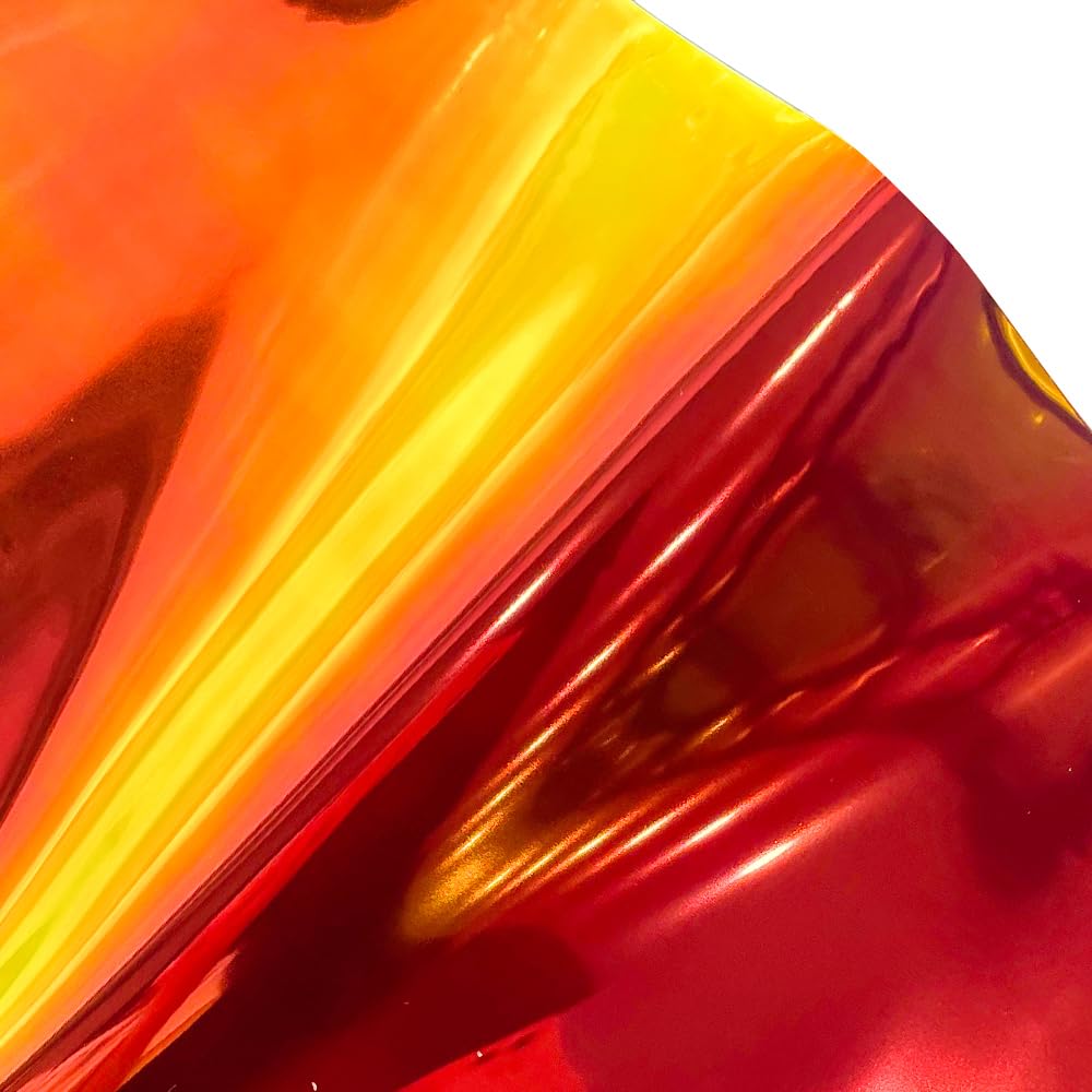 ONEART | 30 Gauge Holographic Clear Vinyl Roll, 12" x 54" Waterproof Iridescent Transparent TPU Jelly Plastic Fabric for DIY Crafts-Red