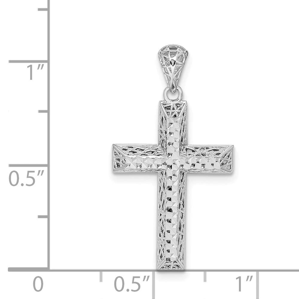 Solid 925 Sterling Silver SMALL 3D Diamond-Cut Cross Pendant Charm