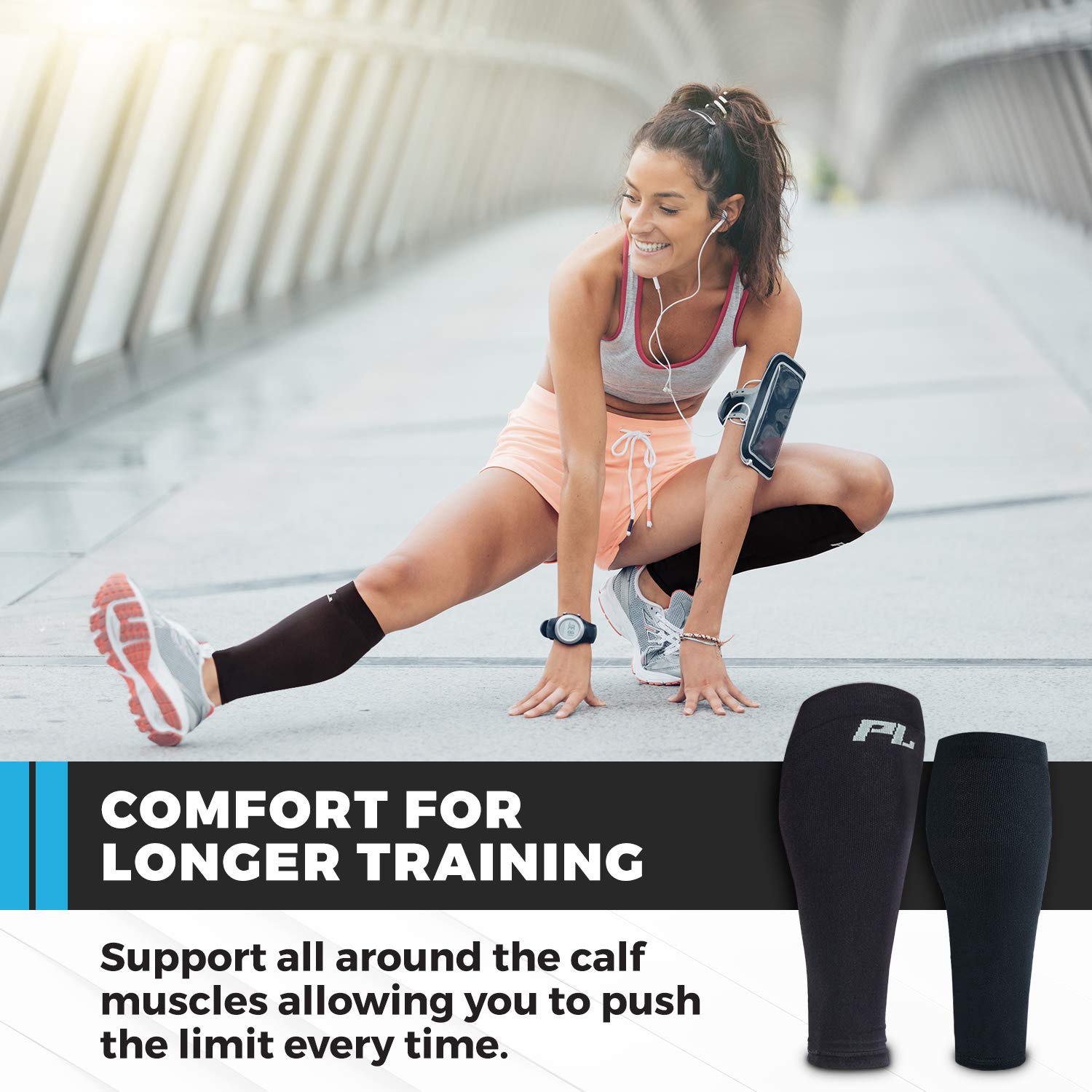 POWERLIX Calf Compression Sleeve (2p) Calf & Shin Sleeves for Men & Women Great for Pain Relief, Running, Sports & More