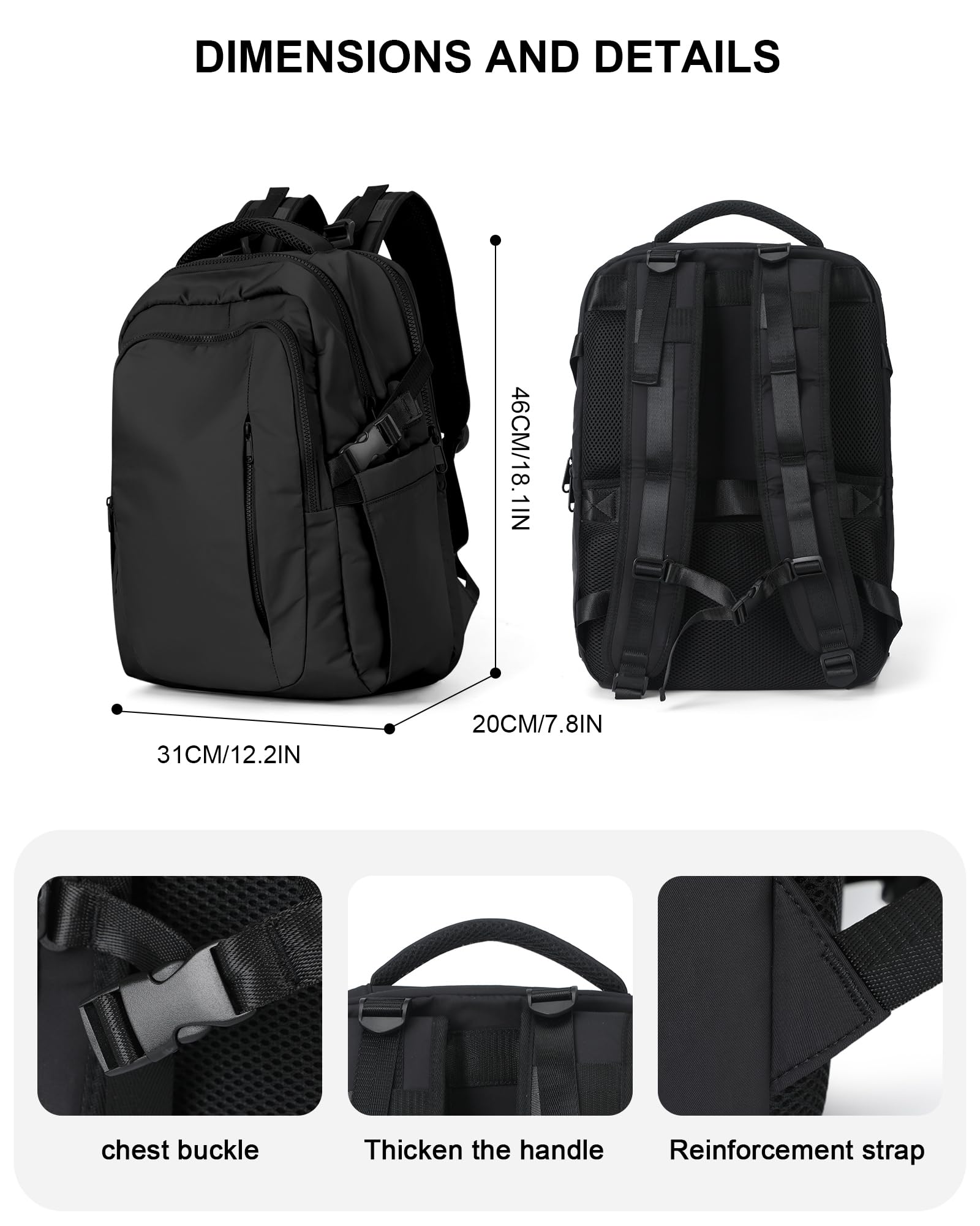 suwasp Large Travel Backpack for Women Men Airline Approved Carry On personal item Backpack bag frontier airlines personal item bag Flight Approved Luggage Backpack shoe