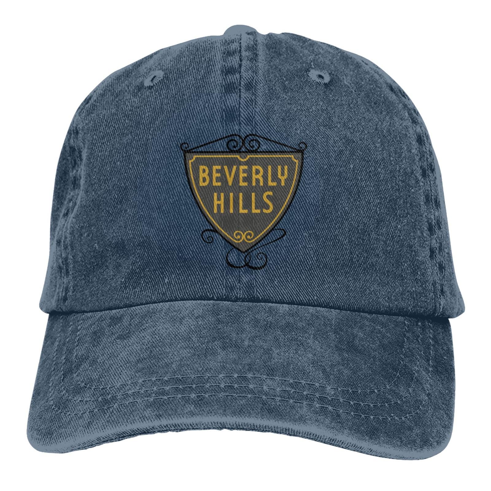 POOEDSO Shield of Beverly Hills, California Baseball Cap for Men Women Adjustable Trucker Hat Cotton Cowboy Hats Navy Blue