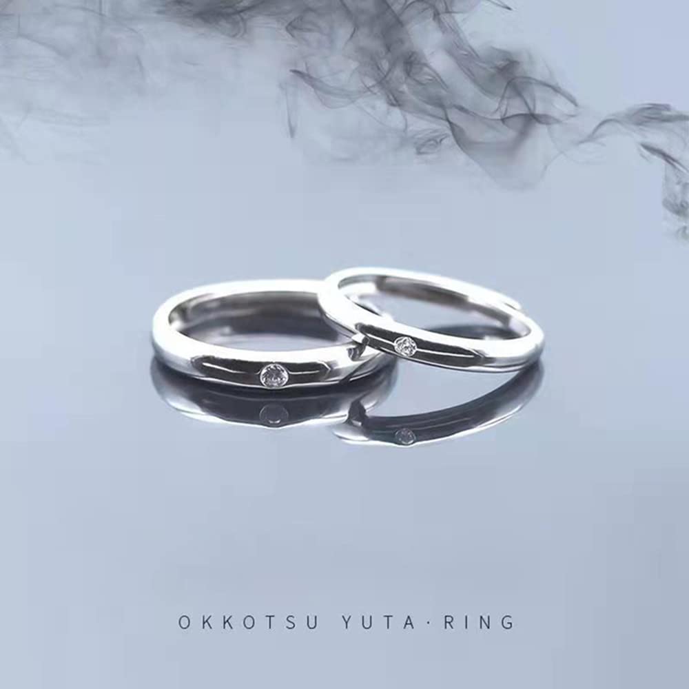 VNYIGDJS Jujutsu Kaisen Ring 925 Sterling Silver Adjustable Ring Anime Yuta Okkotsu Couple gift (Yuta Okkotsu one pair)