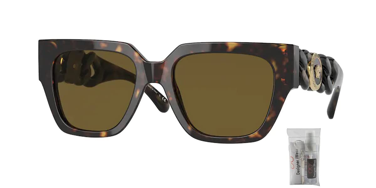 Versace VE4409F GB1/87 53MM Black/Dark Grey Square Sunglasses for Women + BUNDLE With Designer iWear Eyewear Kit