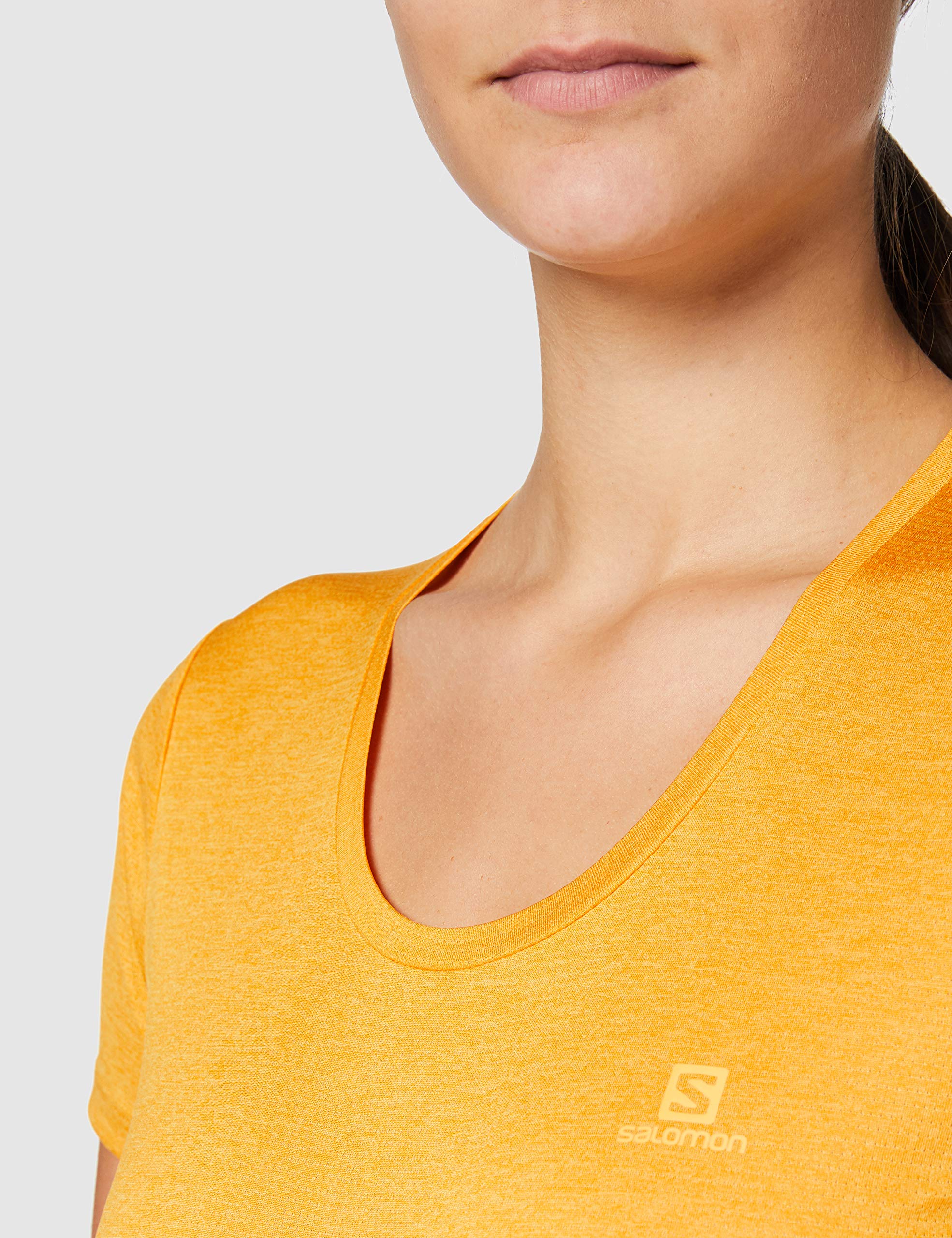 Salomon Women's Standard Agile Short Sleeve Running Tee, Autumn Blaze/Citrus/Heather, Large