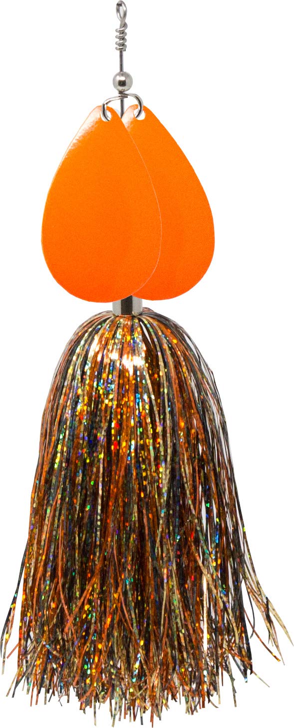 Tooth Shield Tackle Chubby Musky Bucktail (Hot Crawfish / Crayfish) Muskie Pike Double 9 Inline Spinner Musky Lures Baits Tackle