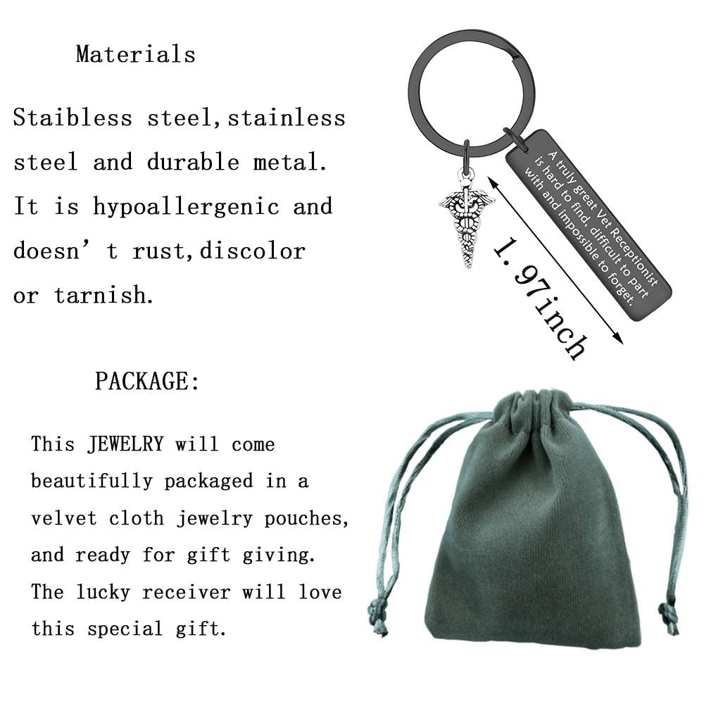 Vet Receptionist Keychain Vet Tech Gift Veterinary Assistant Vet Nurse Gift Veterinary Medicine Gift (Vet Receptionist KB), 1.18
