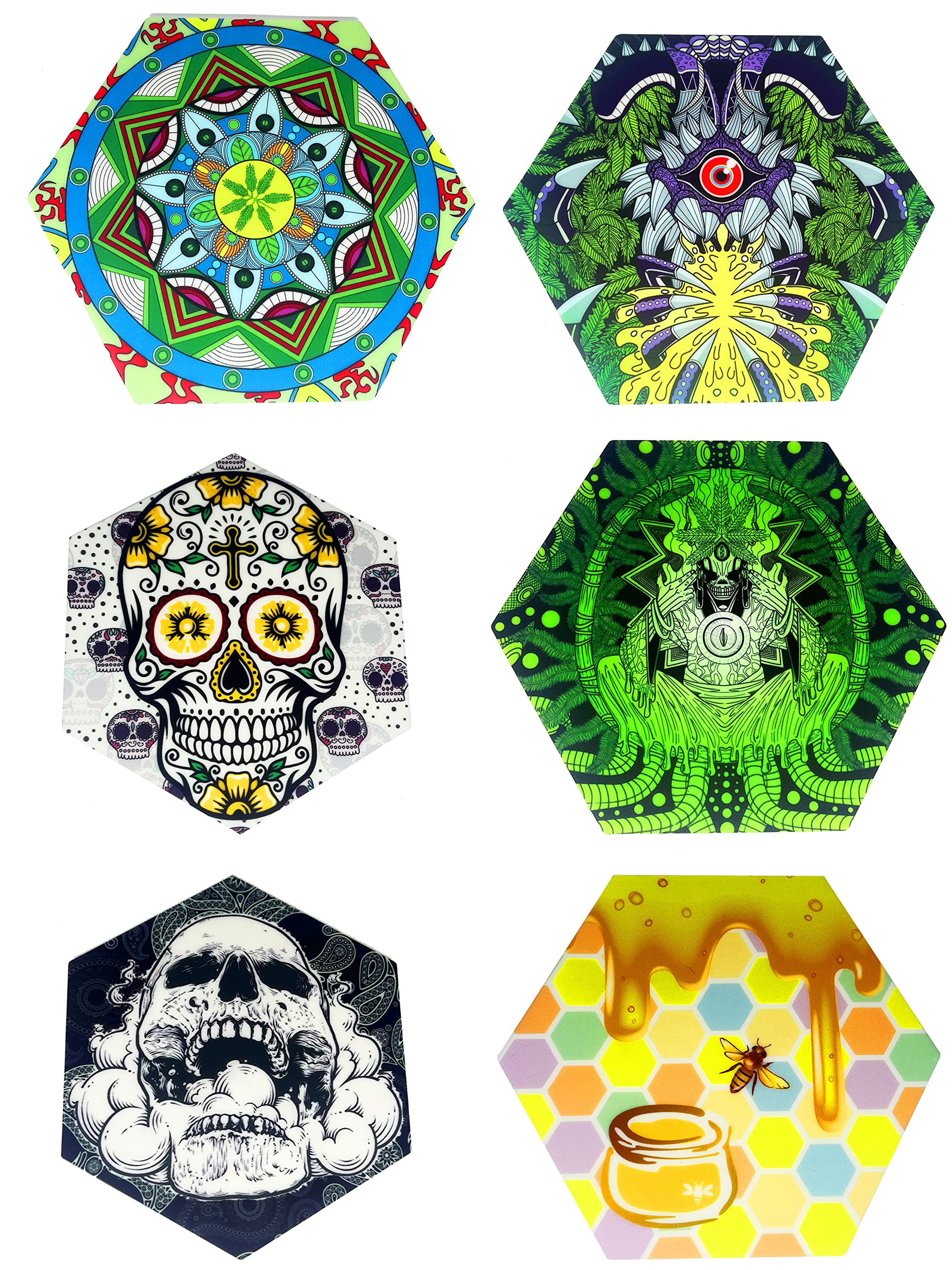 Trippy Mats - Silicone Heat Resistant Cooking Mat, Wax Mat, Cool Designs, Hexagon Non Stick Mat. (Sugar Skull Mat)