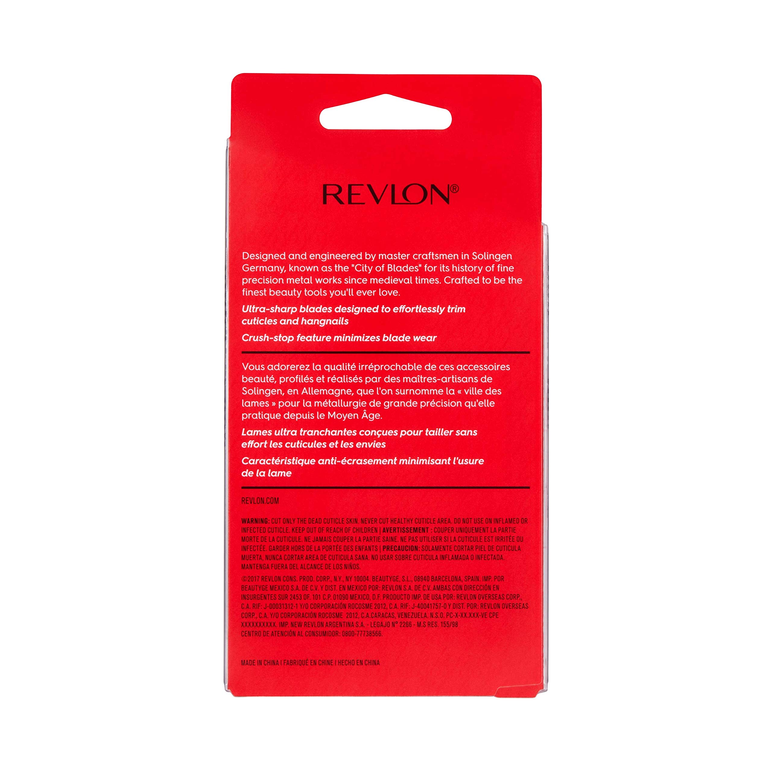 Revlon Cuticle Trimmer, Salon Professional Cuticle Remover Tool, Nail Care, Ultra Sharp High Precision Blade, Stainless Steel (Pack of 1)