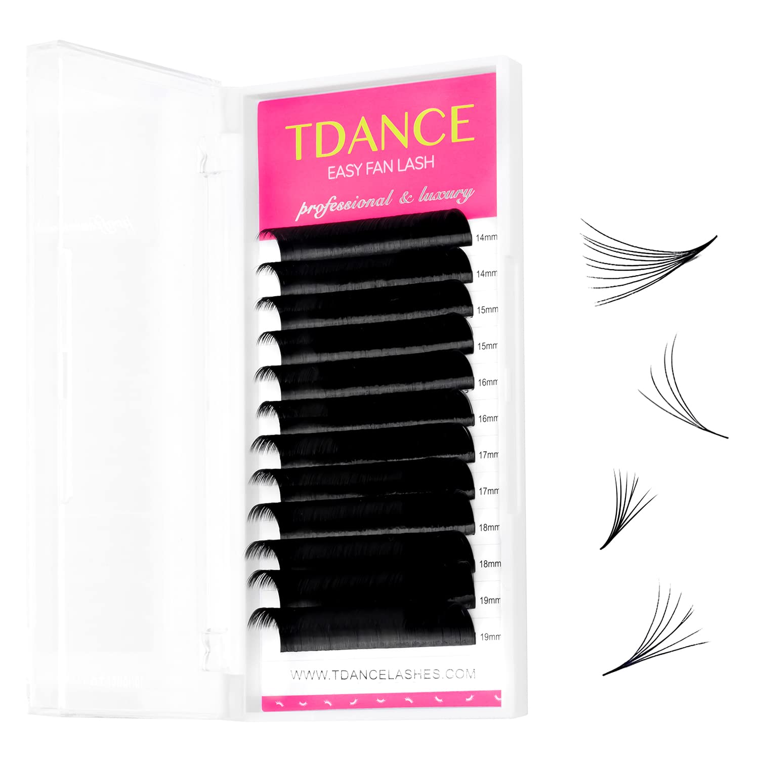 TDANCE Eyelash Extension Supplies Rapid Blooming Volume Eyelash Extensions Thickness 0.05 C Curl Mix 14-19mm Easy Fan Volume Lashes Self Fanning Individual Eyelashes Extension (C-0.05,14-19mm)