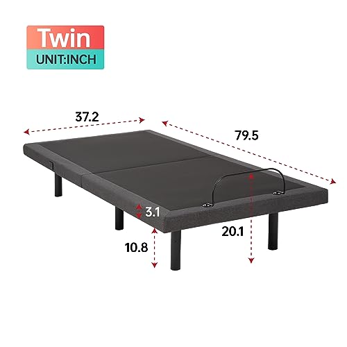 PayLessHere Adjustable Bed Base Frame with Head Only,Feet only,Zero Gravity,Dual USB Ports,Wireless Remote control and 4 speed massage,Twin XL