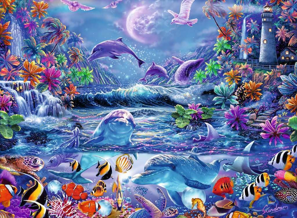 Ravensburger 15047 Moonlit Magic 500 Piece Glow in The Dark Puzzle for Adults - Every Piece is Unique, Softclick Technology Means Pieces Fit Together Perfectly