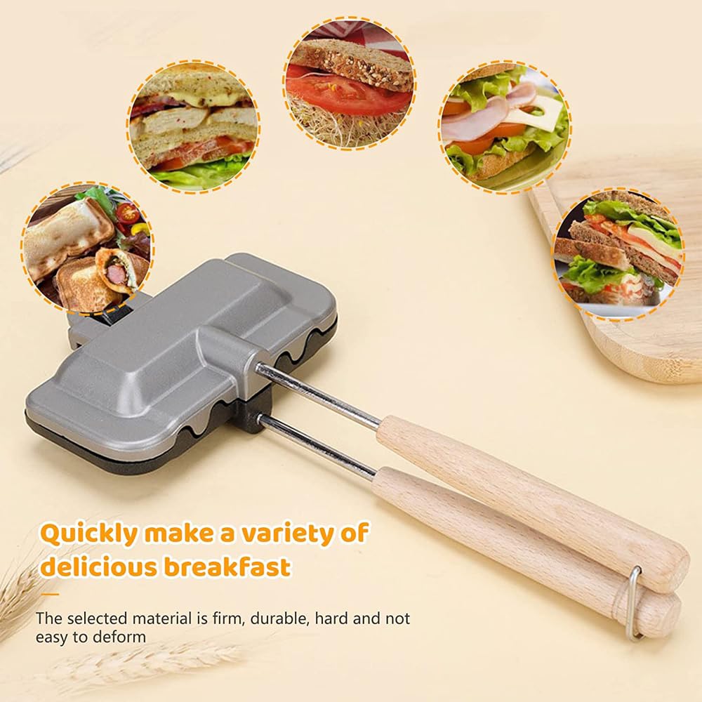 sandwich baking pan,Double-sided Sandwich Mold,Aluminum Alloy Hot Dog Toaster,Nonstick Sandwich Maker,Frying Pan for Breakfast Pancakes, Toast, Omelets