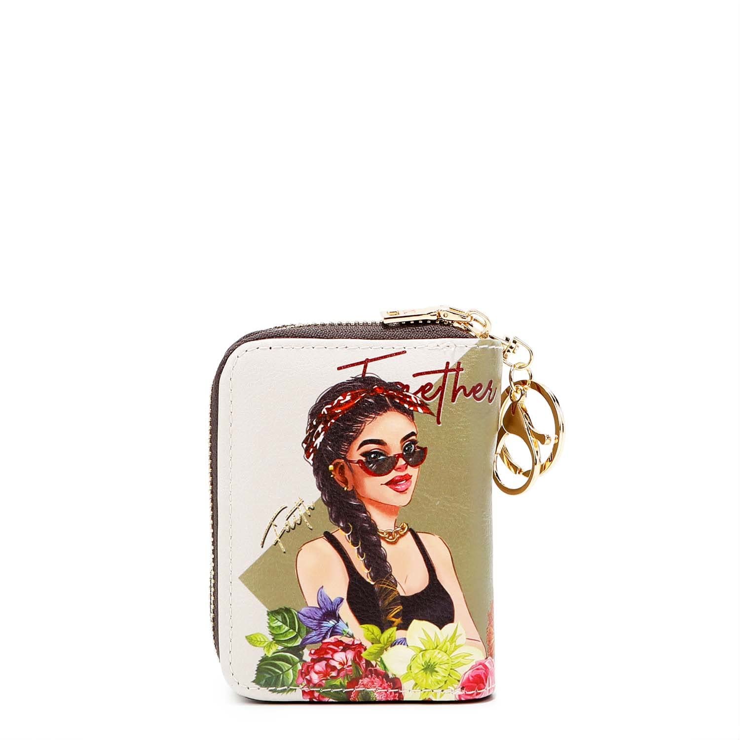 Nicole Lee PRT6319 TOGETHER WE STAND DOUBLE ZIP ACCORDION CARD HOLDER