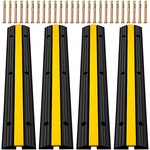 VEVOR Cable Protector Ramp, 3 Packs 1 Channel Hump, Heavy-Duty Modular Speed Bump Rated 22046 LBS Load Capacity, Protective Wire Cord Ramp Driveway Rubber Traffic Speed Bumps