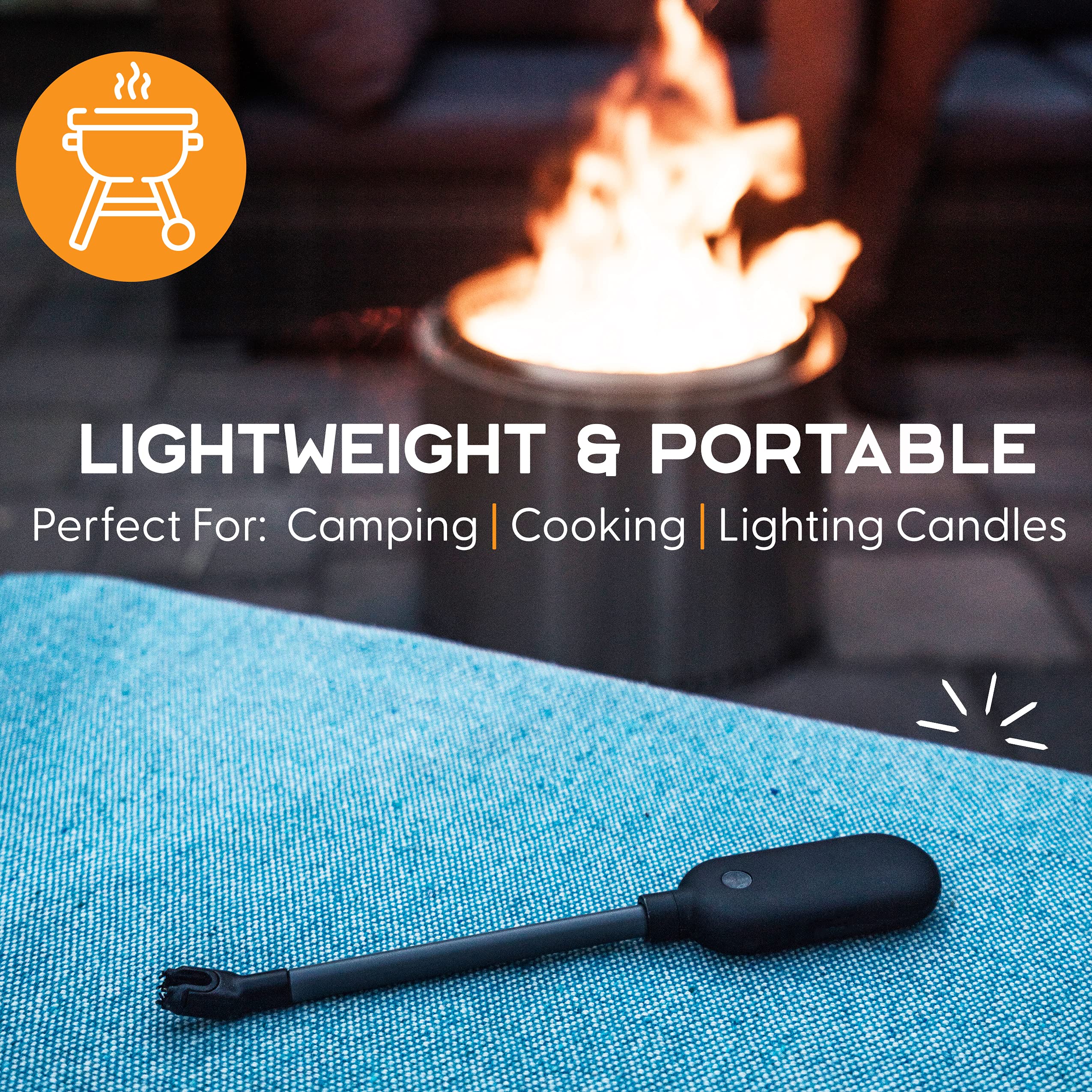 Power Practical Candle Lighter - Sparkr USB Rechargeable Electric Lighter w/Plasma Technology & Extra Long Wand, Flameless Lighters for Candles, Camping, & Cooking, Gold