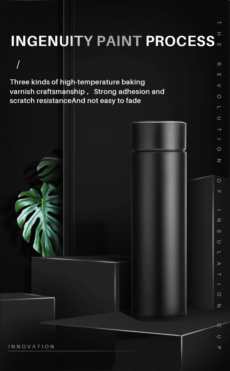 Smart Water Bottles with Digital Temperature Display Coffee Tea Infuser Bottle LED Thermal Cup Double Walled Vacuum Insulated Stainless Steel Flask Leak Proof Travel Mug Keep Warm…