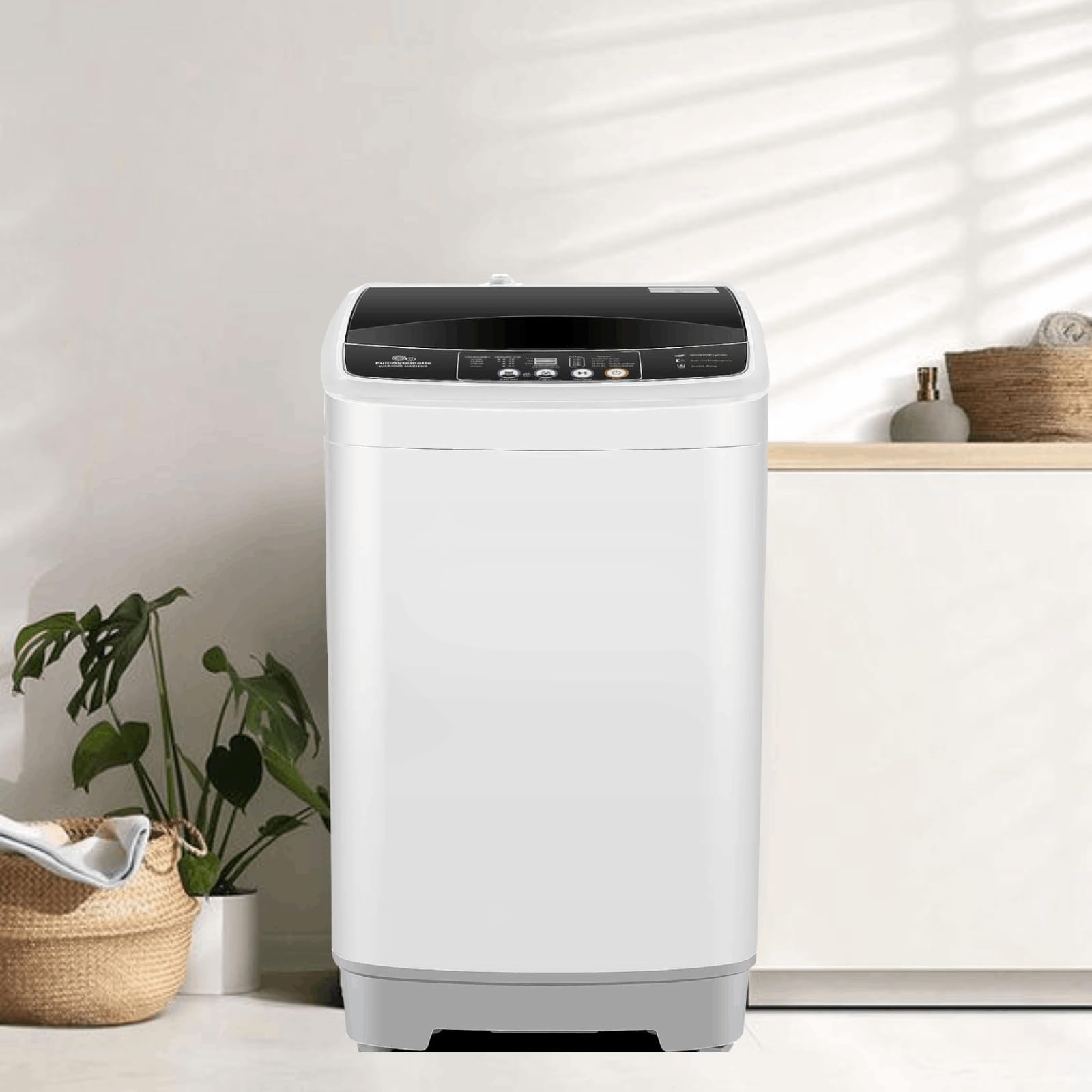 Portable Washing Machine, Portable Washer 17.8 Lbs Capacity 2.4Cu.ft Full-Automatic Washer and Spin-Dryer Combo with LED Display 10 Programs 8 Water Levels, Compact Washer for Apartment, Dorm, RV
