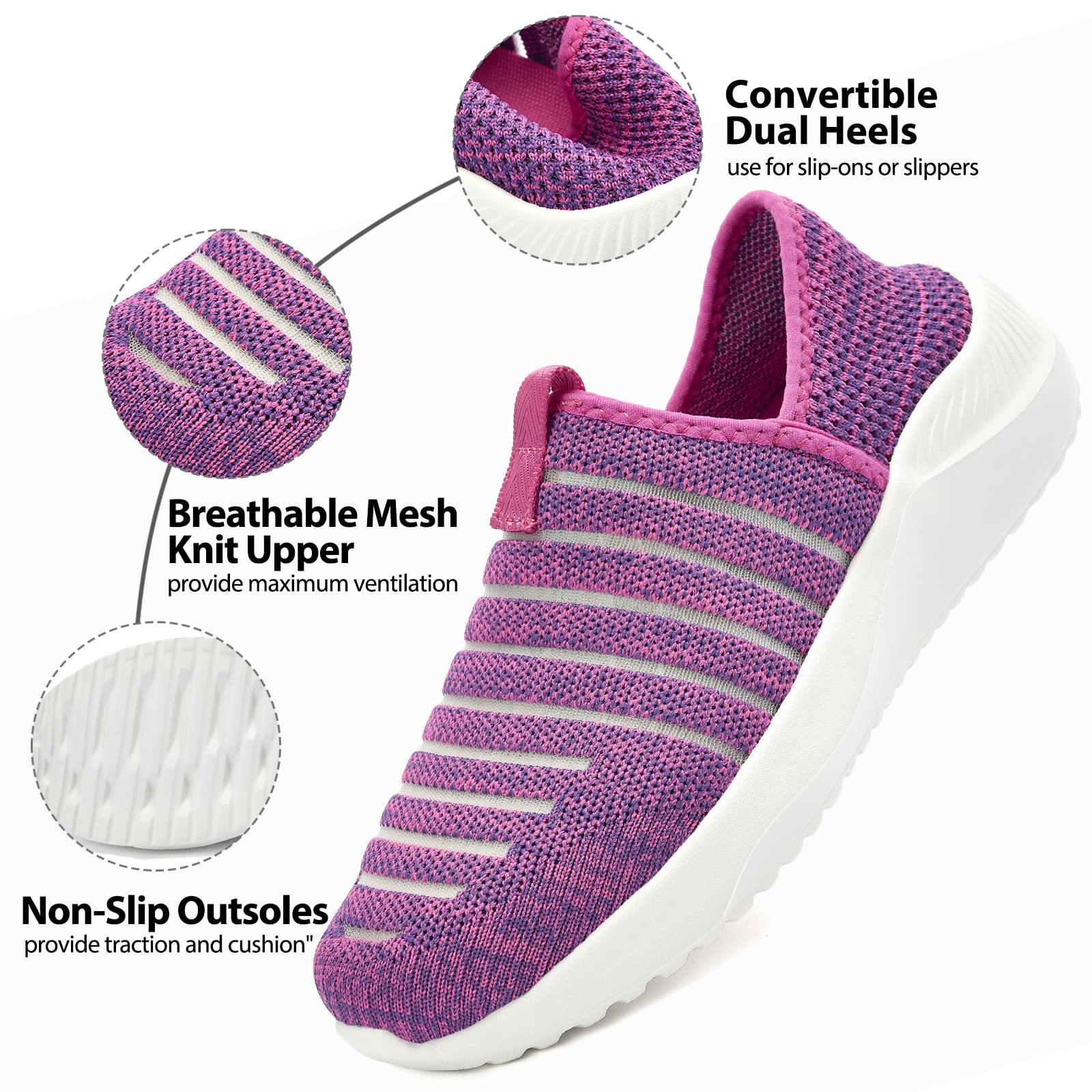 PPQ Women's Hands Free Slip On Walking Shoes-Memory Foam Lightweight Comfortable and Soft Casual Workout Shoes and White Sneakers, Work Shoes