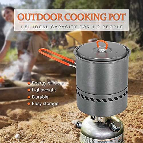 YFDM 1.5L Outdoor Cook Pot Cooking Equipment Tools Portable Hiking Camping Picnic Backpacking Mountaineering Pot Cookware