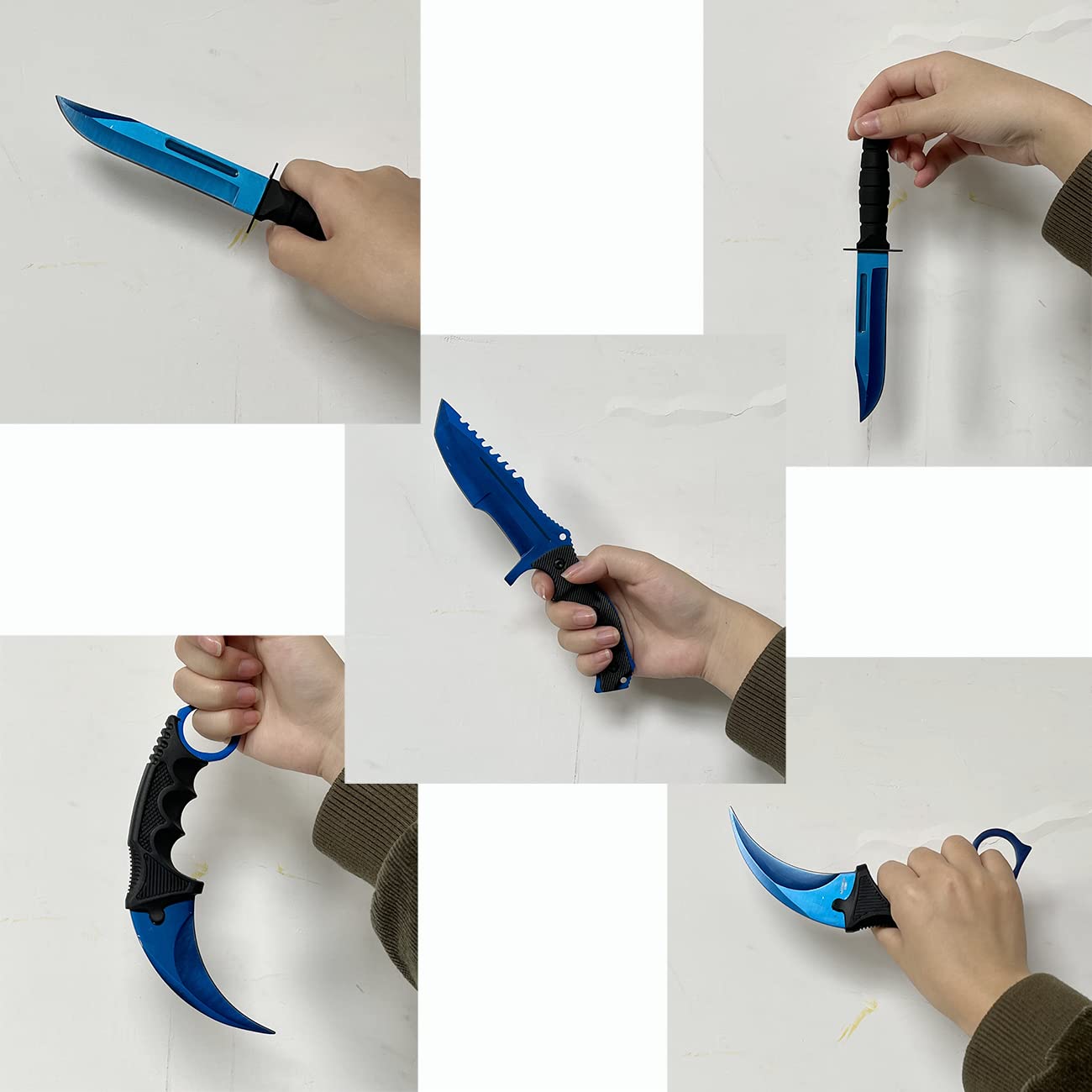 x-Asesino 3pc Set Fixed Dagger with Sheath, Blue Stainless Steel