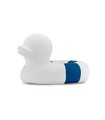 Oli & Carol Duck Toy - FLO The Floatie | Natural Hevea Rubber | Rubber Ducky Baby Bath Toys | Baby Teether | Hevea Bath Toys for Babies 0-12 Months (Navy)