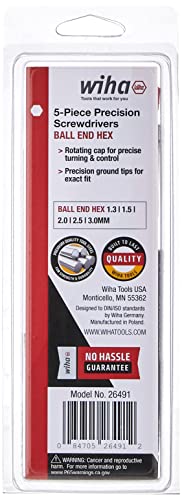 Wiha 26491 5-Piece Ball Metric End Hex Driver Set