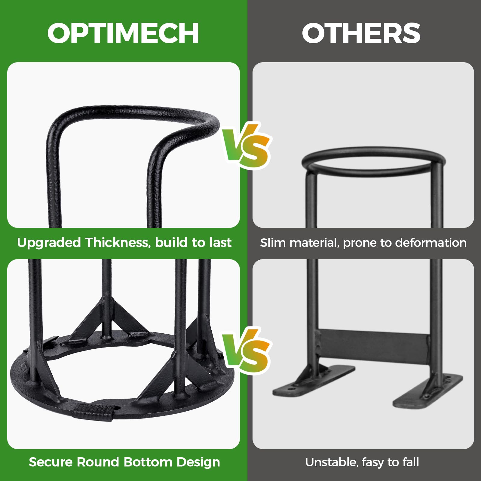 Optimech Kindling Splitter 10 x14.5in, Solid Cast Steel Log Splitter for Wood 9LB Heavy Duty with Half Ring - Manual Firewood Cracker Splitting Tool for Outdoor Camping (L)