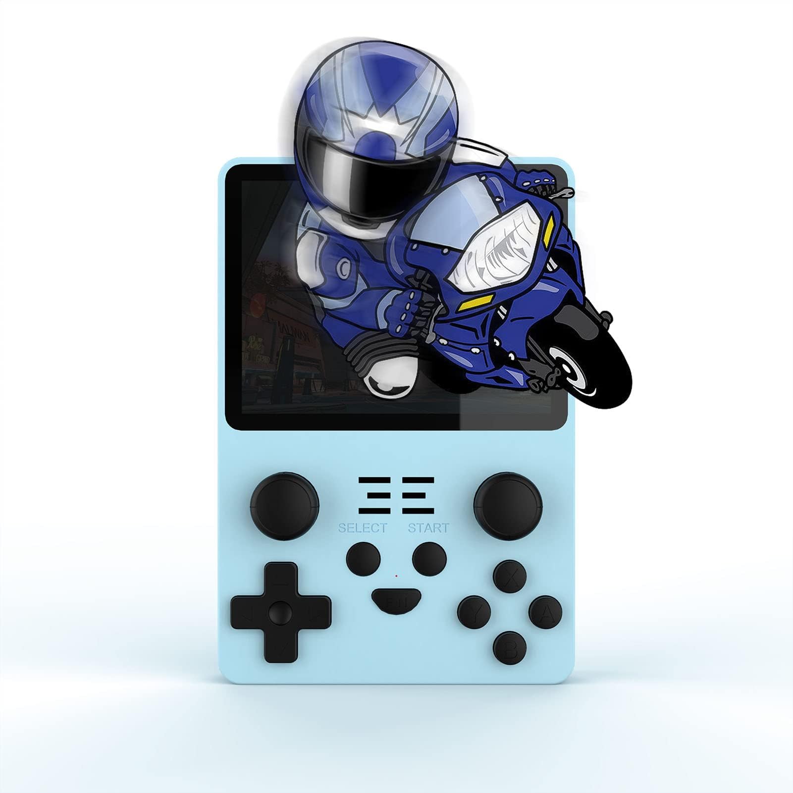 Yullhub POWKIDDY RGB20S Handheld Game Console, 3.5 Inch IPS Video Games Portable Retro Arcade with 128G TF Card Pre-Installed 20000 Games-Blue||16G+128G