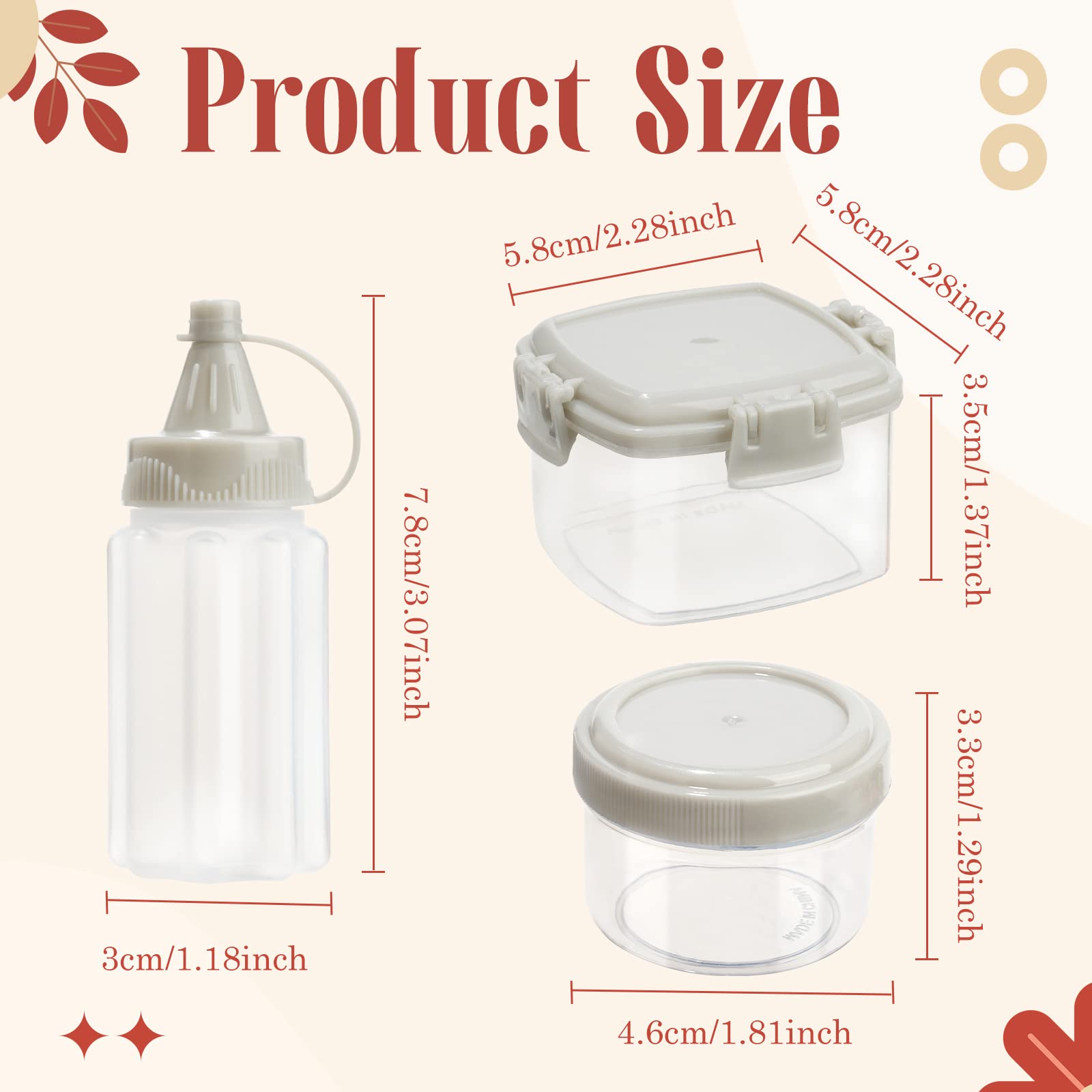 ZIIVARD 4 Pieces Mini Condiment Squeeze Bottles Bento Box Plastic Tomato Ketchup Bottle Squirt Honey Salad Dressing Container,8 x 3.2cm