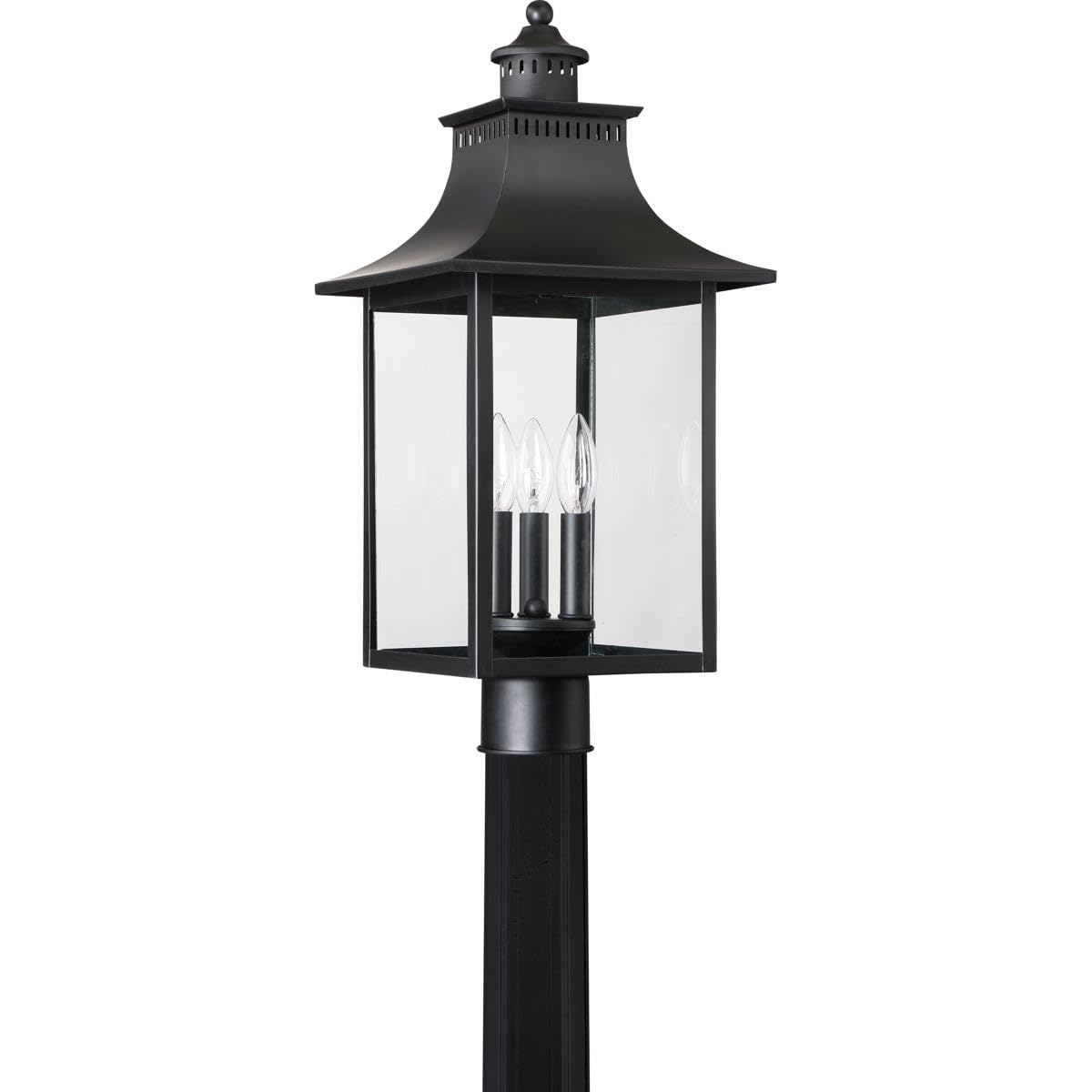 Quoizel CCR9010K Chancellor Outdoor Lantern Post Mount, 3-Light 180 Total Watts, 22" H x 10" W, Mystic Black