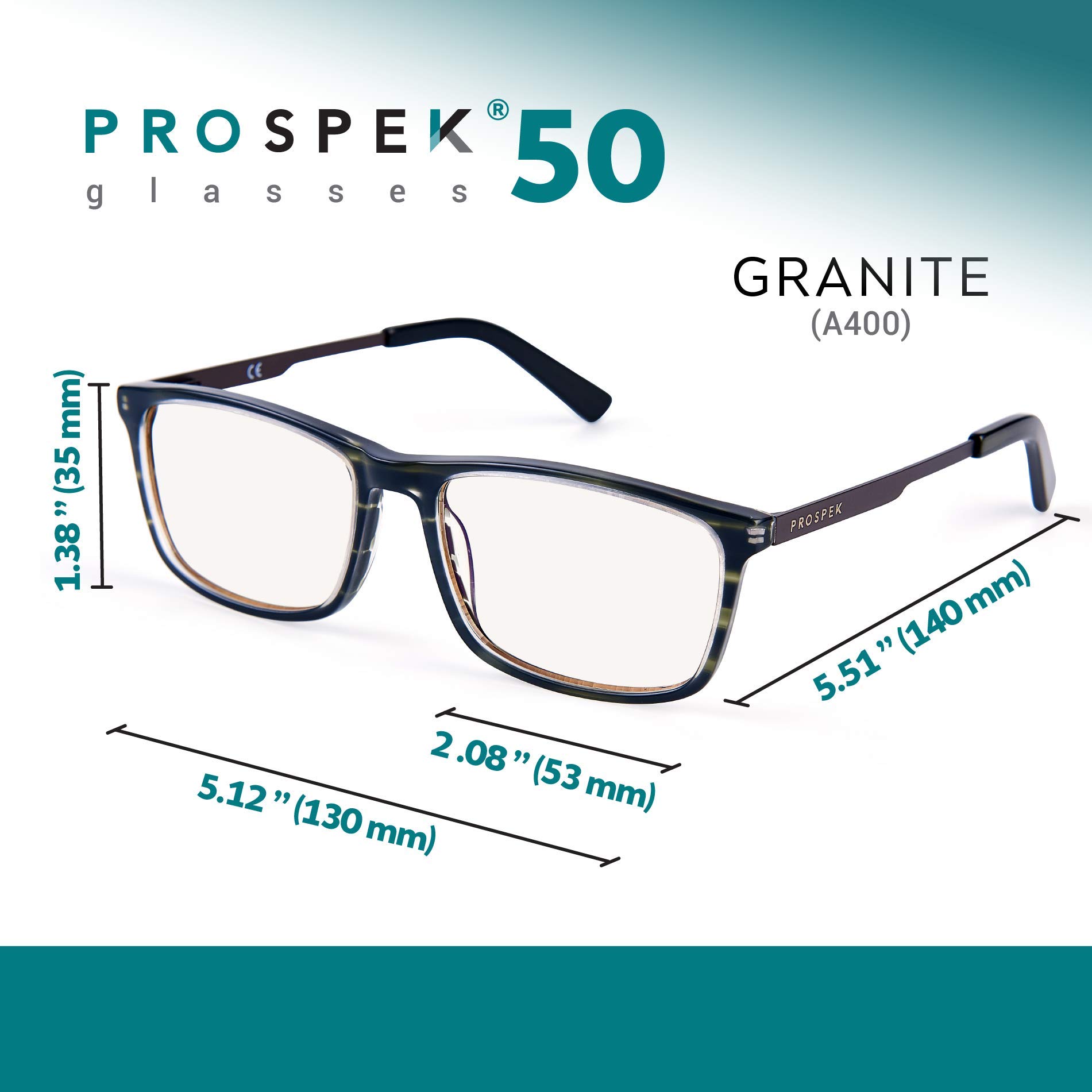 PROSPEK Blue Light Filter Glasses I Computer Eyeglasses for Men I Blue Light Blocking with Clear Lens I Anti Eyestrain I GRANITE