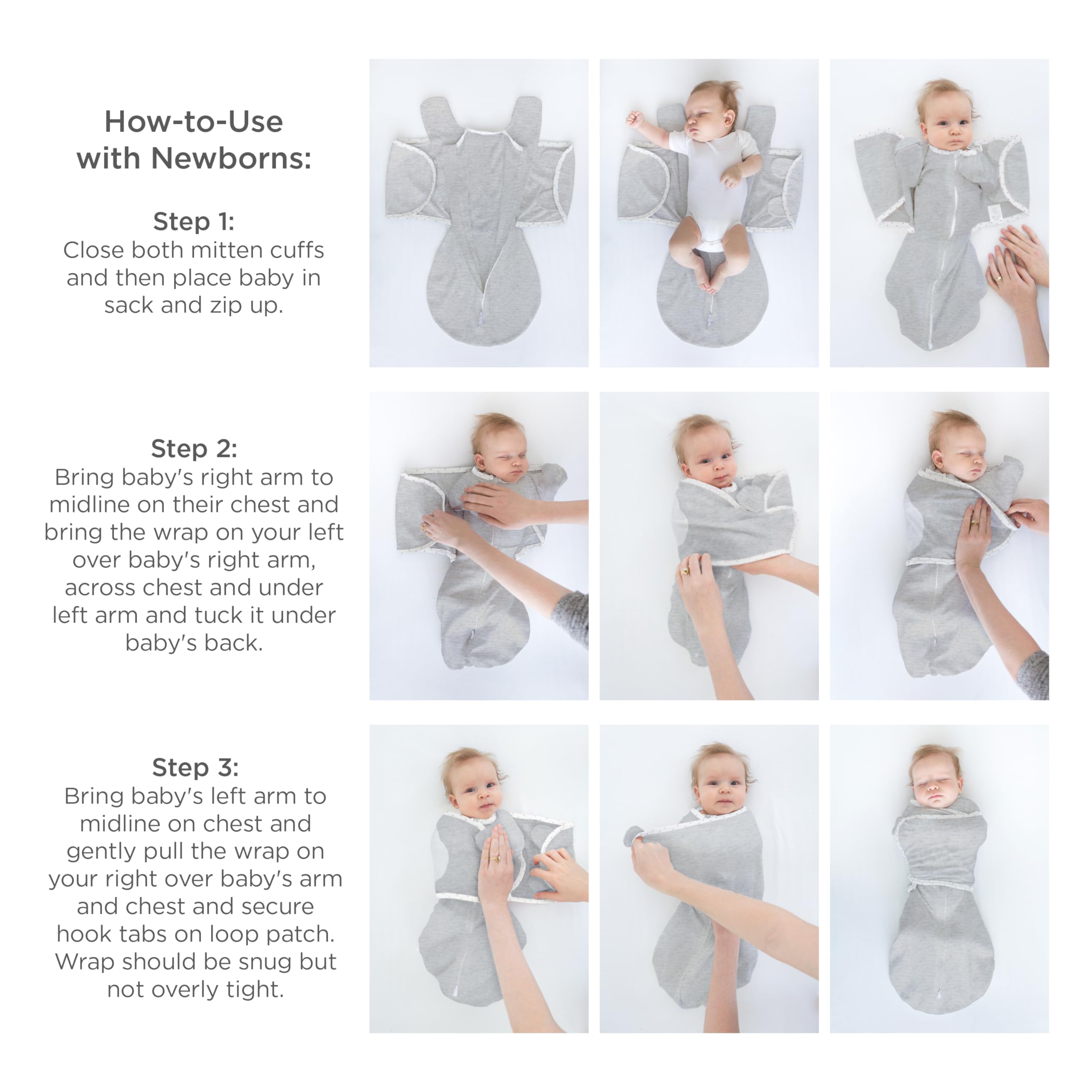 SwaddleDesigns 6-Way Omni Swaddle Sack for Newborn with Wrap & Arms Up Sleeves & Mitten Cuffs, Easy Swaddle Transition, Better Sleep for Baby Boys & Girls, Heathered Gray, Small, 0-3 Months