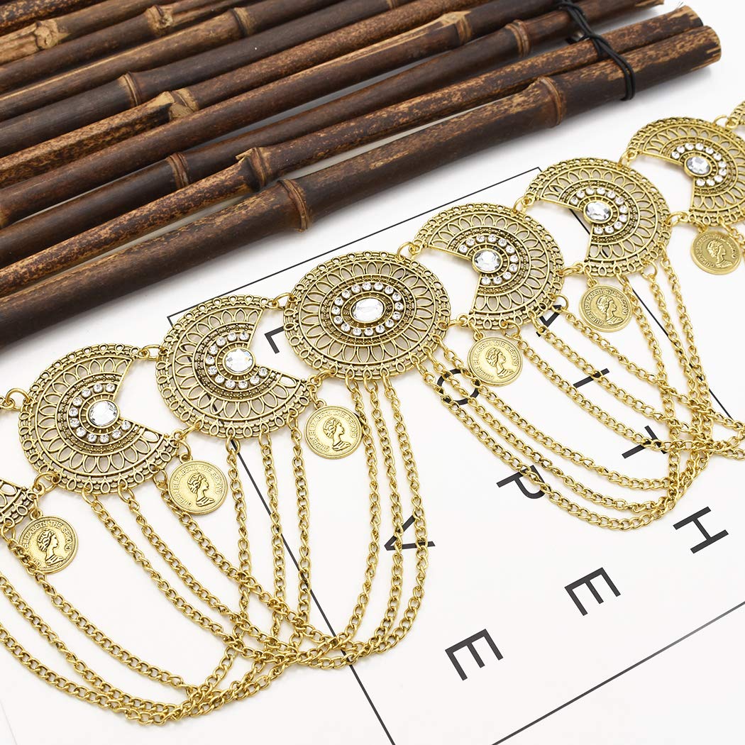 Rhinestone Tassel Belt Waist Chain Belly Body Chain Dance Indian Beach Gypsy Jewelry for Women Vacation