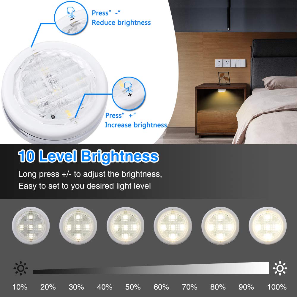 Puck Lights, LED Color Changing Puck Lighting LED Closet Lights Under Counter Lights Wireless LED Color Changing Puck Lights Battery Operated Dimmable Under Cabinet Lights for Kitchen (9 Pack)