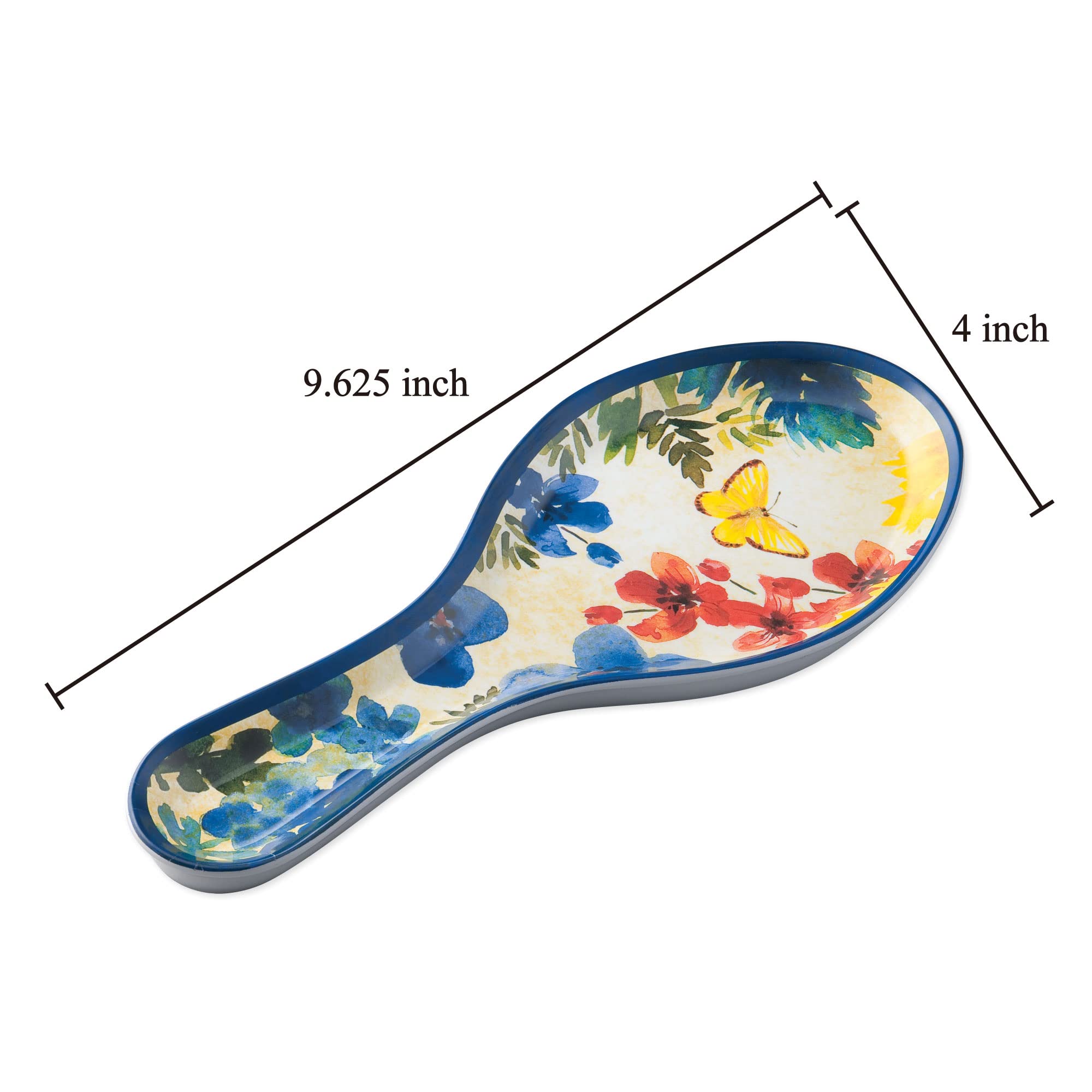 UPware Melamine Spoon Rest Spoon Holder Kitchen Utensil Holders 9.625 Inch for Kitchen Counter Dining Table (Butterfly Floral)