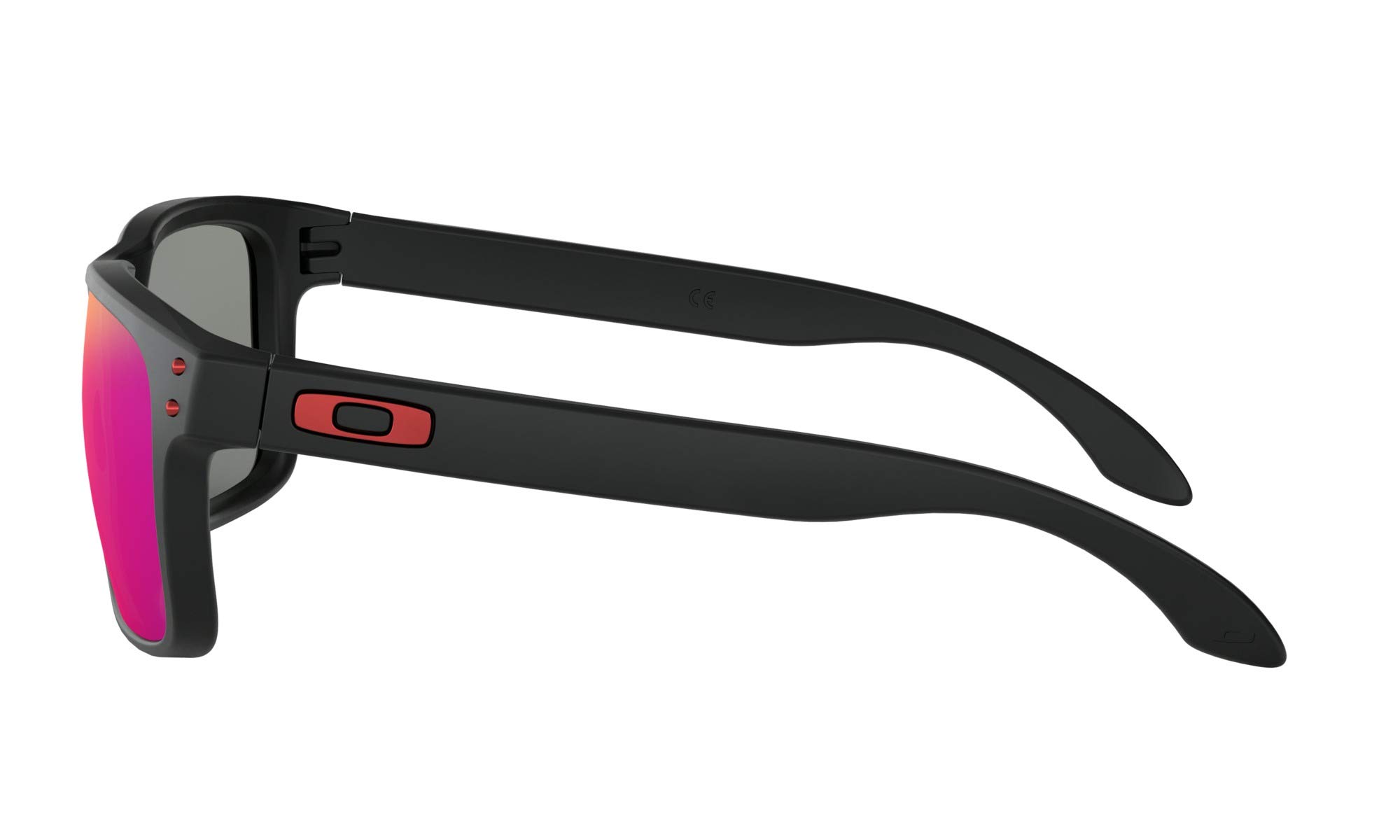 Oakley Holbrook Sunglasses (Matte Black Frame, Positive Red Iridium Lens) with Lens Cleaning Kit and Country Flag Microbag