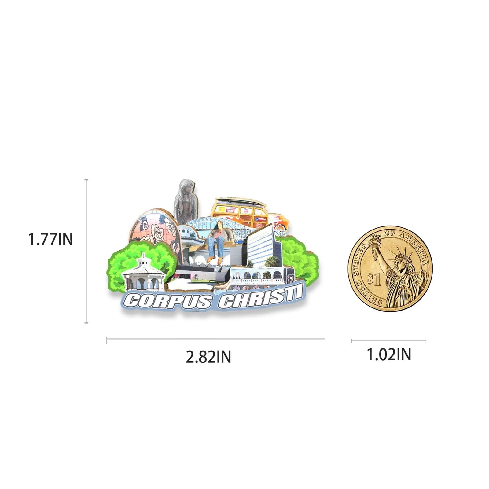 USA Corpus Christi Magnet Fridge Magnet Wooden 3D Landmarks Travel Collectible Souvenirs Decoration Handmade