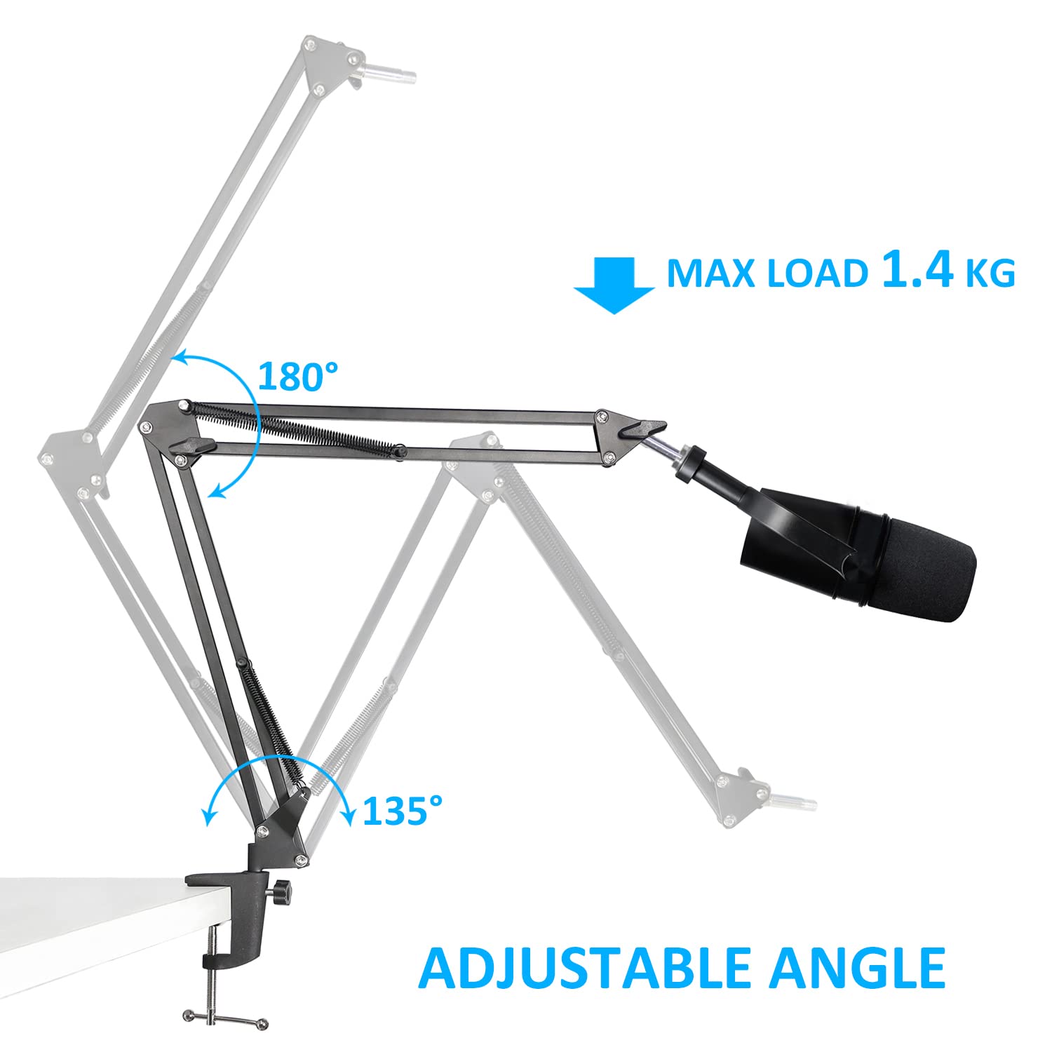 SUNMON Shure MV7 Boom Arm Mic Stand with Pop Filter, Adjustable Suspension Boom Scissor Arm Stand with Pop Filter Compatible with Shure MV7, Shure MV7X adn SM7B Microphone by SUNMON